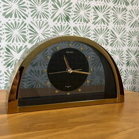 Seiko | Accents | Seiko Hollywood Regency Brass Table Clock 98s | Poshmark